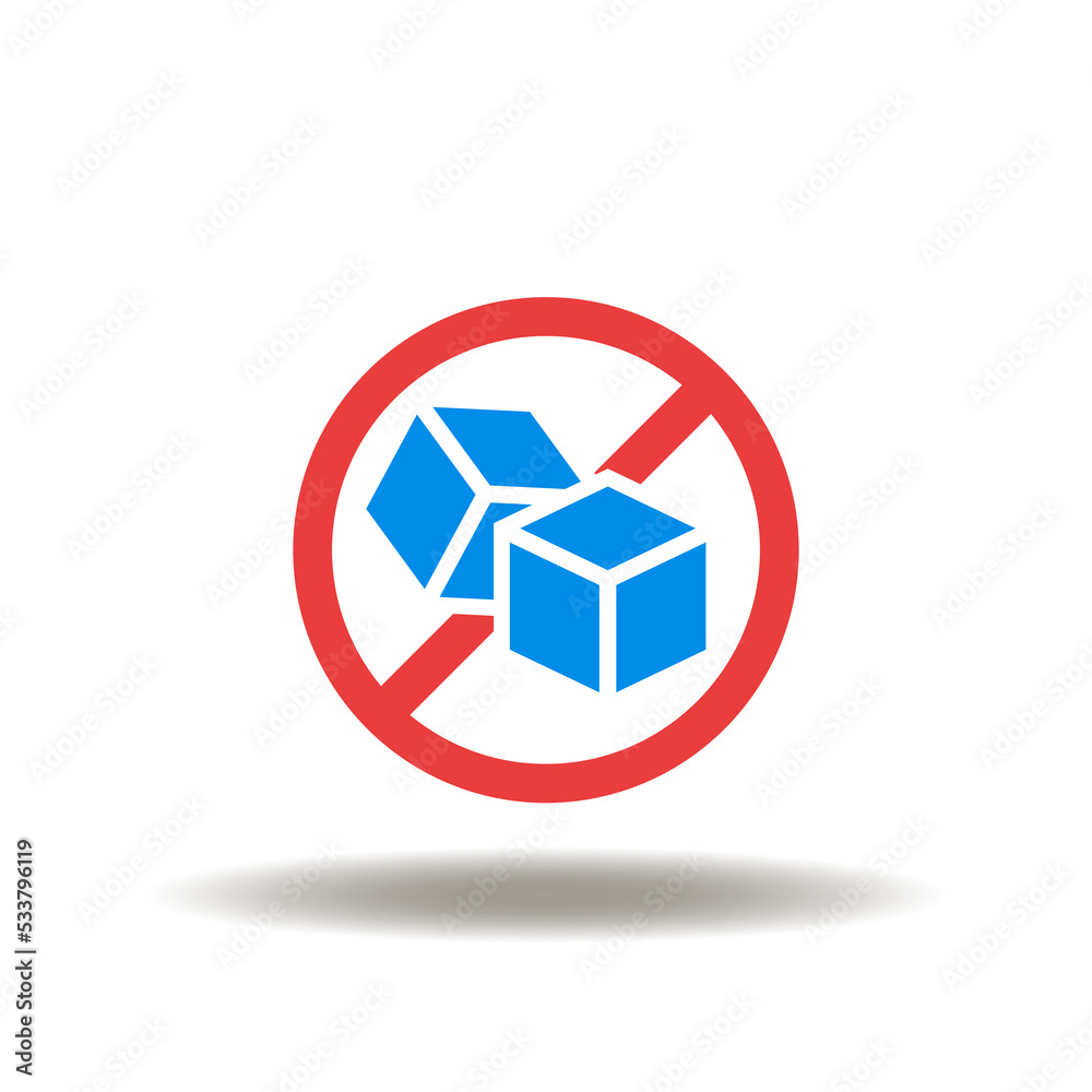 Vector illustration of stop sign with 3d cubes. Icon of no sugar ...