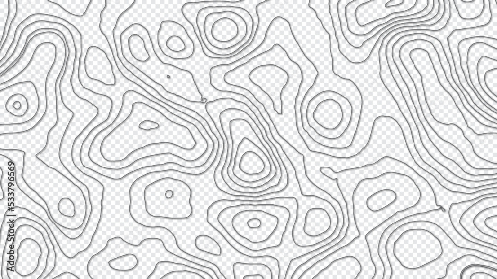 Gray topography contour lines map isolated on a transparent background ... Gray topography contour lines map isolated on a transparent background ...