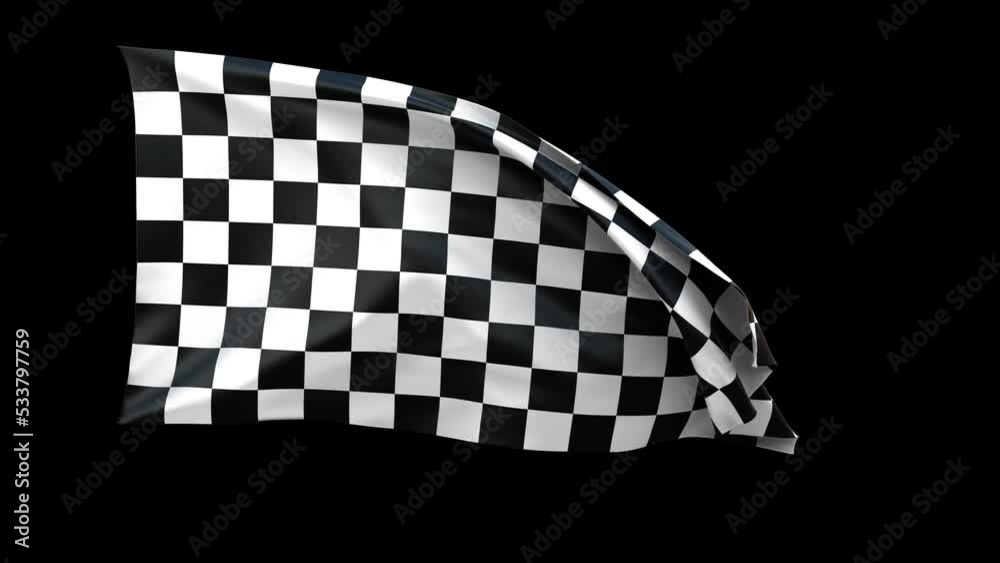 Checkered Race Flag waving continuously in the wind. Formula Racing ...