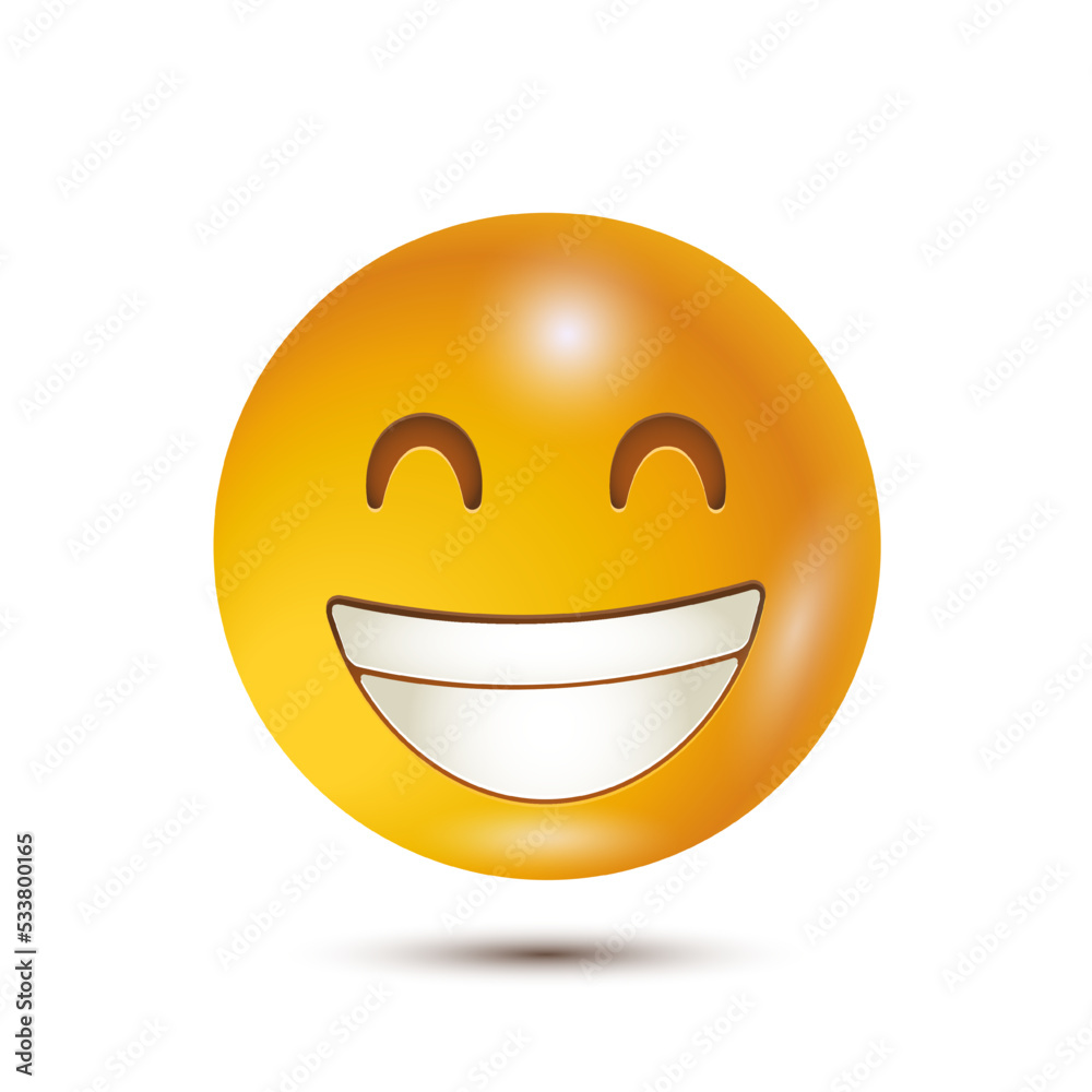 Beaming face with smiley eyes, cheesy face. 3D stylized vector icon ...