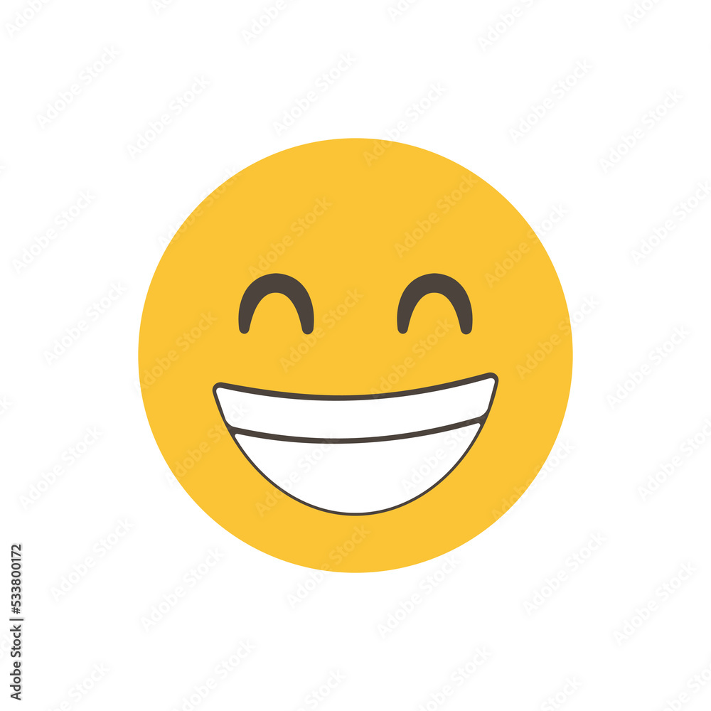 Beaming face with smiley eyes, cheesy face. Vector illustration ...