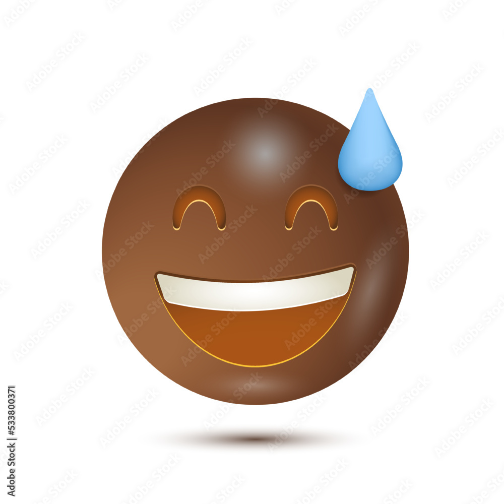 Phew emoji, grinning face with sweat, relief emoji. funny yellow ...