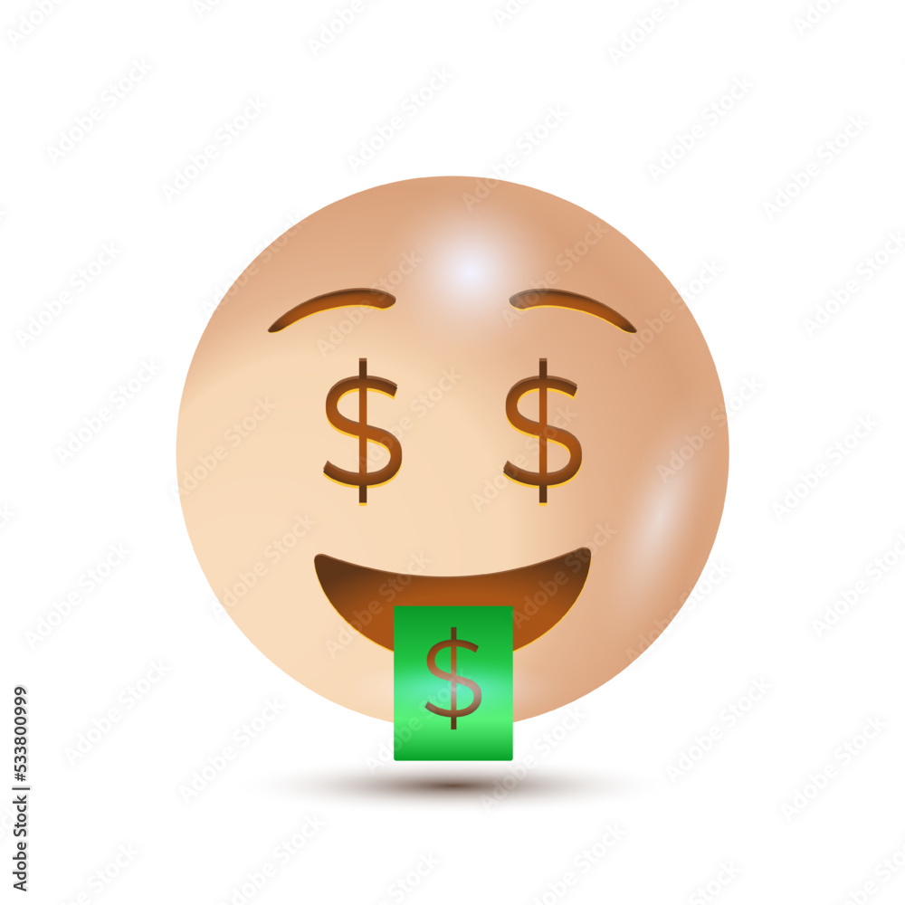 Money mouth face, Dollar sign eyes, money face. Vector illustration ...