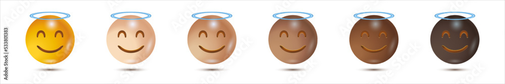 3D Set smiles. Vector illustration. smiling emoticon character design ...