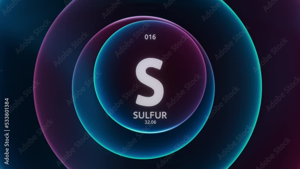 Vidéo Stock Sulfur as Element 16 of the Periodic Table. Concept ...