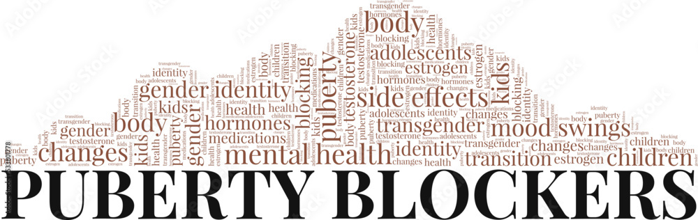 Puberty Blockers word cloud conceptual design isolated on white ...