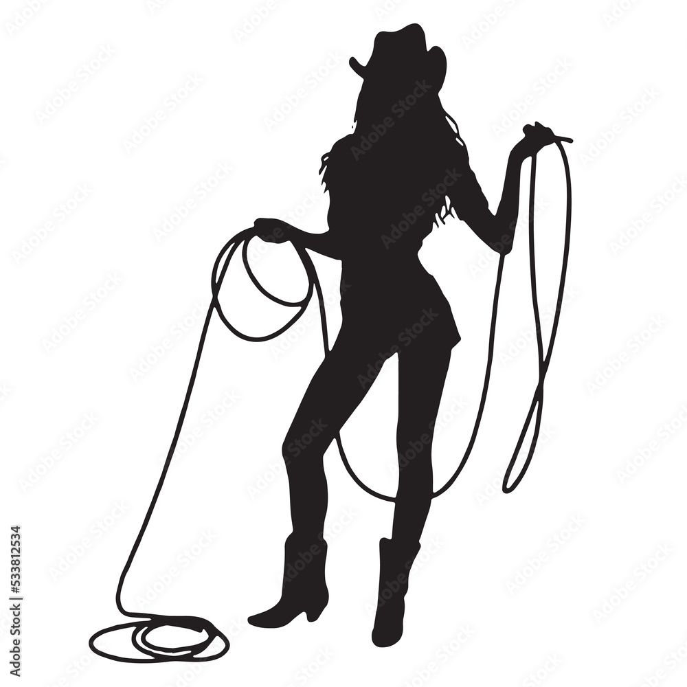 Beautiful Cowgirl Silhouette On White Background Stock Vector Adobe Stock