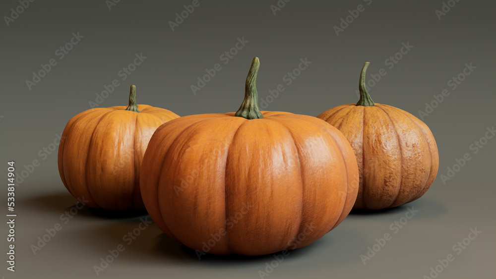 Seasonal background Wallpaper. Trio of Pumpkins on Mid Brown color ...