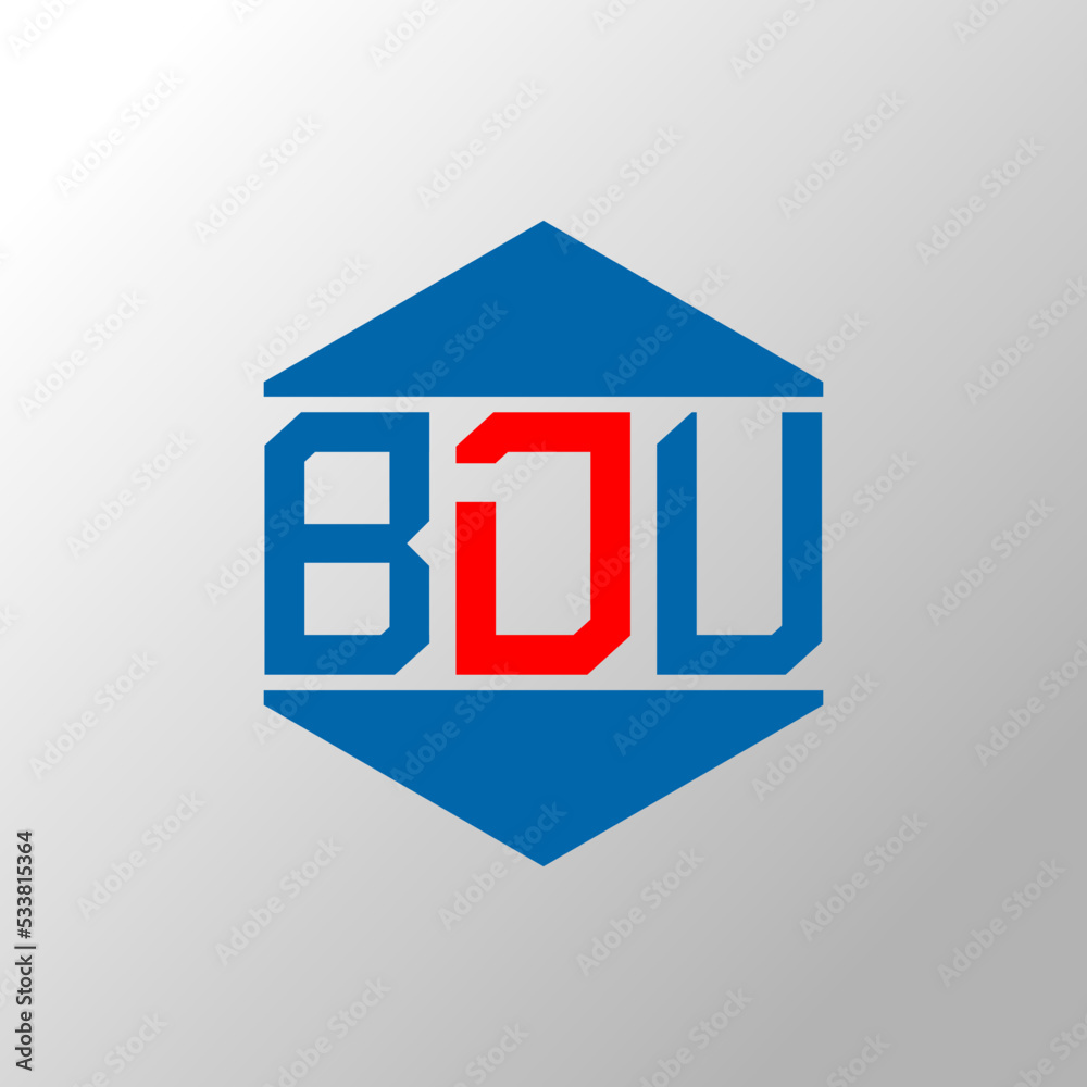 BDU hexagon vector logo template on white background. BDU polygon logo ...