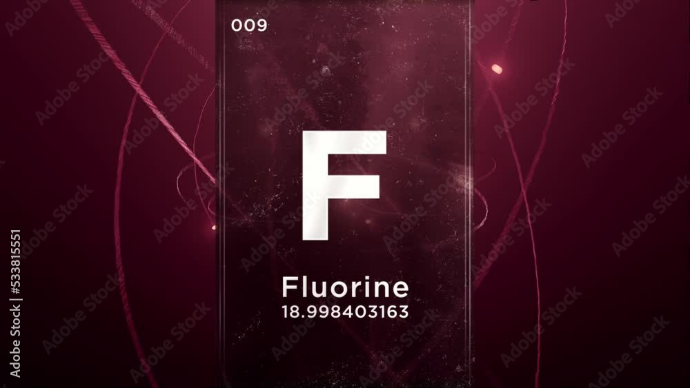 Fluorine (F) symbol chemical element of the periodic table, 3D ...