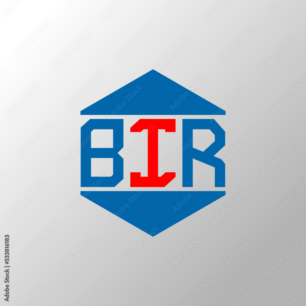 BIR hexagon vector logo template on white background. BIR polygon logo ...
