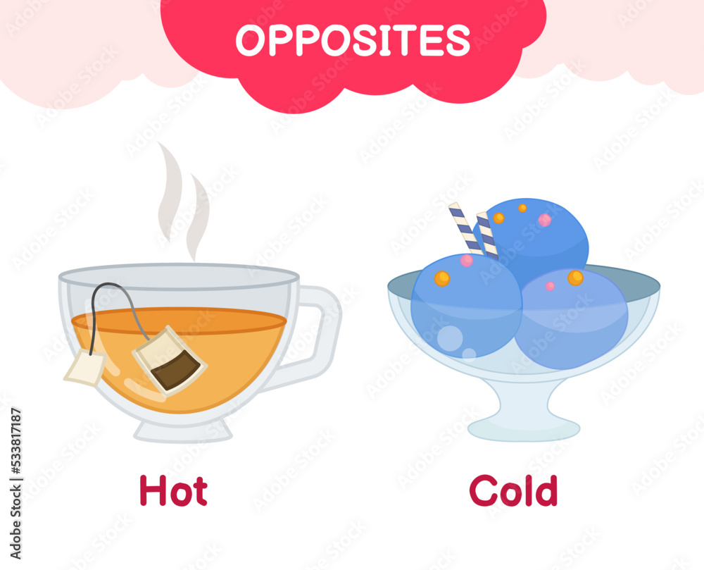 Vector learning material for kids opposites hot cold. Cartoon ...