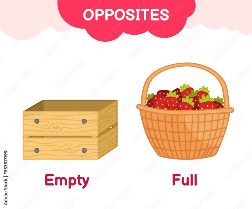 Vector learning material for kids opposites full empty. Cartoon ... Vector learning material for kids opposites full empty. Cartoon ...
