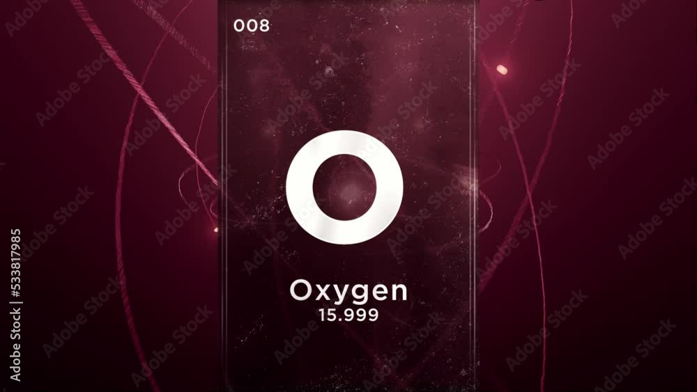 Oxygen (O) symbol chemical element of the periodic table, 3D animation ...