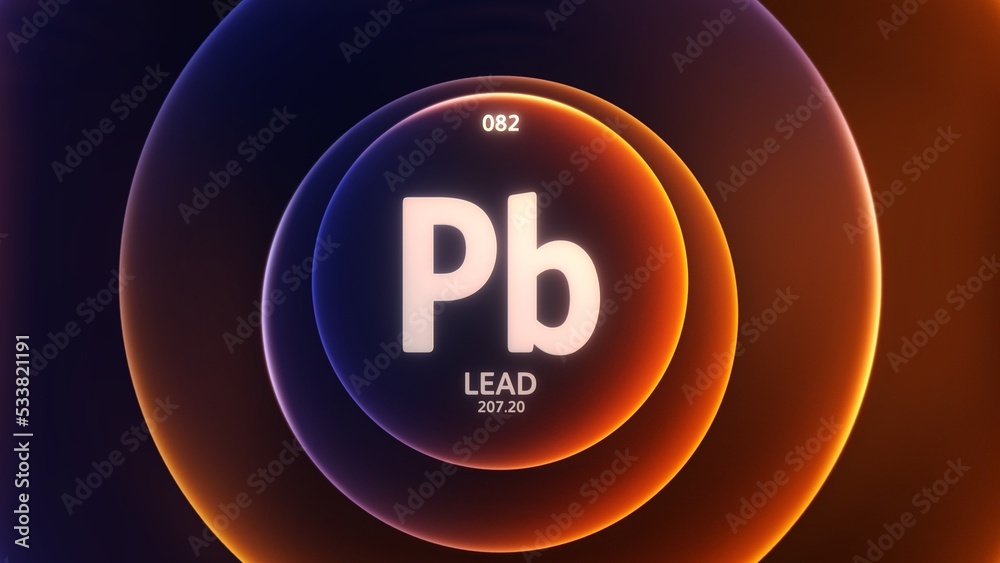 Lead as Element 82 of the Periodic Table. Concept illustration on ...