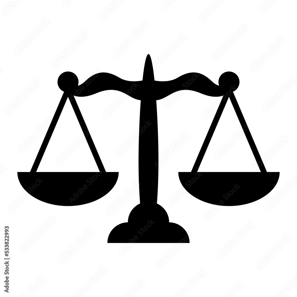 Justice scale icon. White background Stock Vector | Adobe Stock