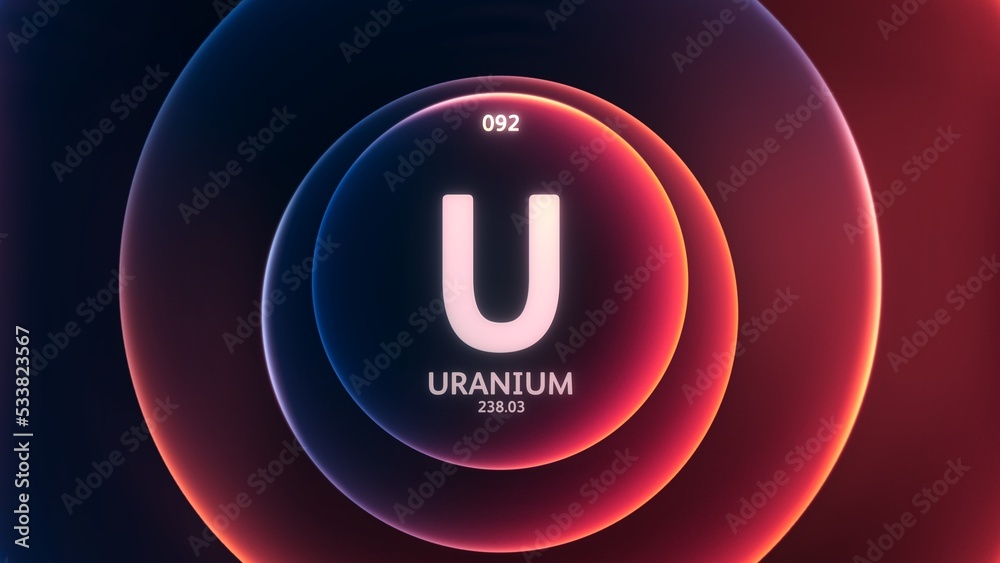 Uranium as Element 3 of the Periodic Table. Concept illustration on ...