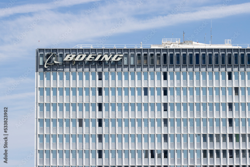 El Segundo, CA, USA - May 10, 2022: Front view of the Boeing Company's ...