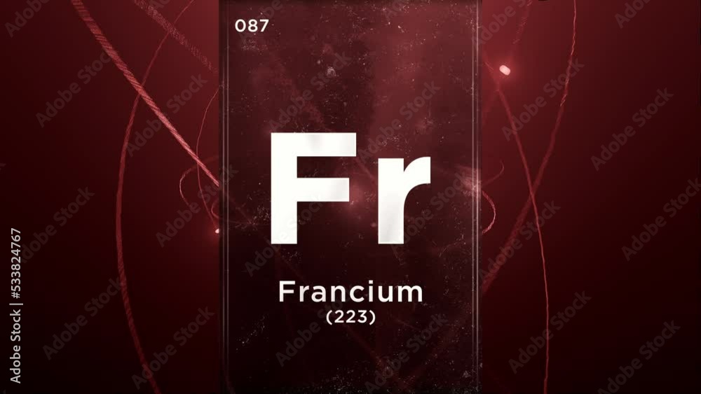 Francium (Fr) symbol chemical element of the periodic table, 3D ...