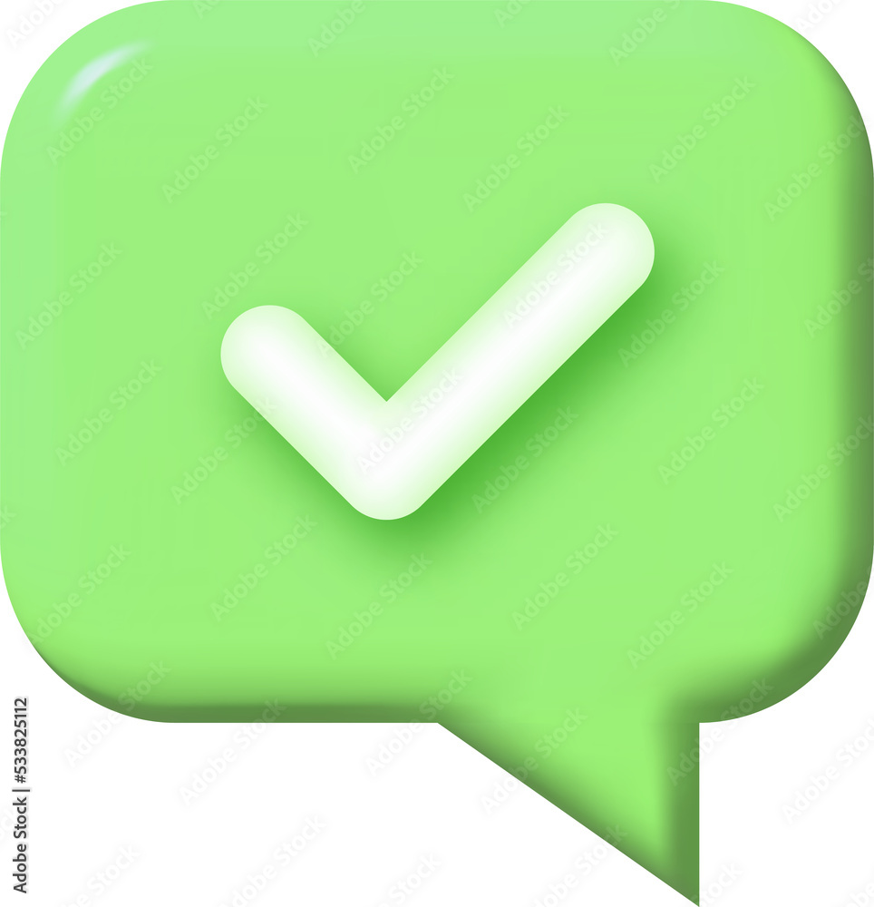 Check mark confirmation and approval icon. 3d illustration. Stock ...