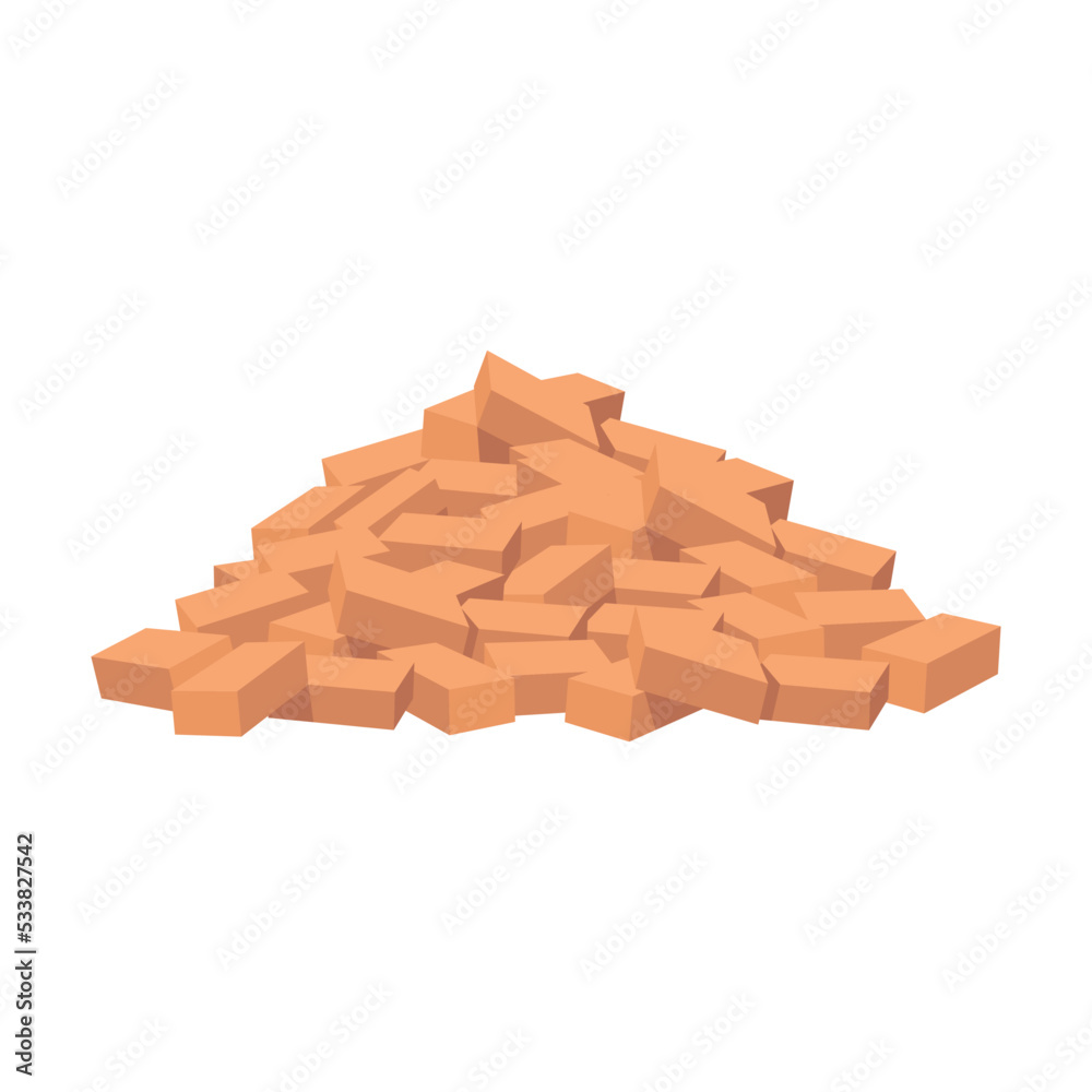 Building materials vector illustration. Piles of bricks, cement, sand ...