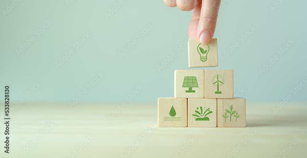 Renewable energy, sustainability, ecology concept. Carbon reduction ...