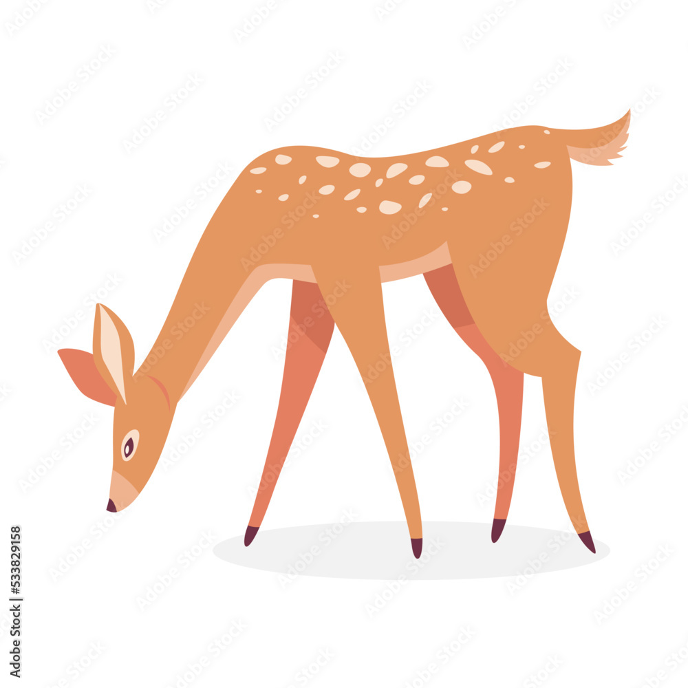 Cartoon deer. Female spotted reindeer isolated on white. Vector ...