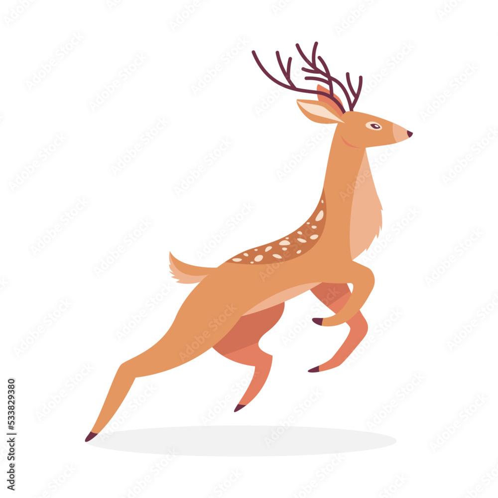 Cartoon deer. Male horny isolated on white. Vector illustrations for ...