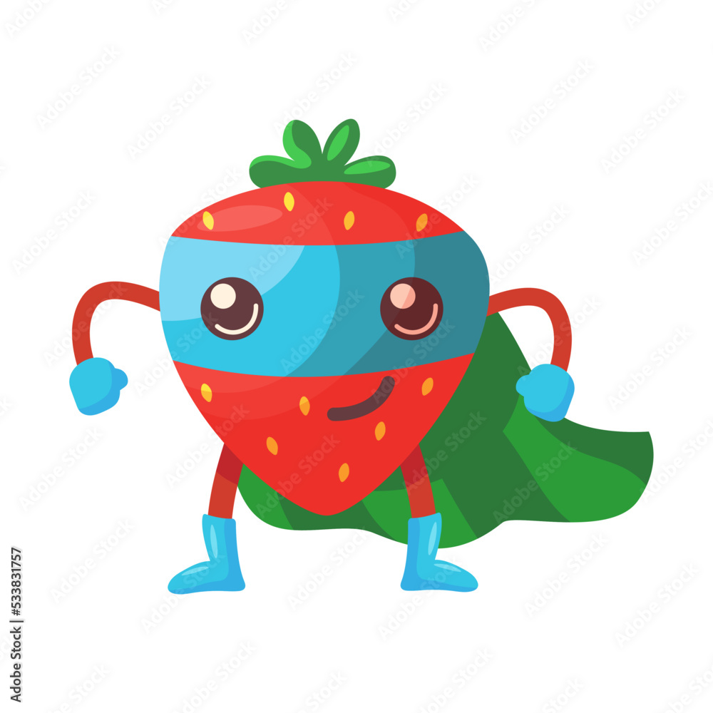 Berry and vegetable characters as superheroes vector. Cartoon apple ...