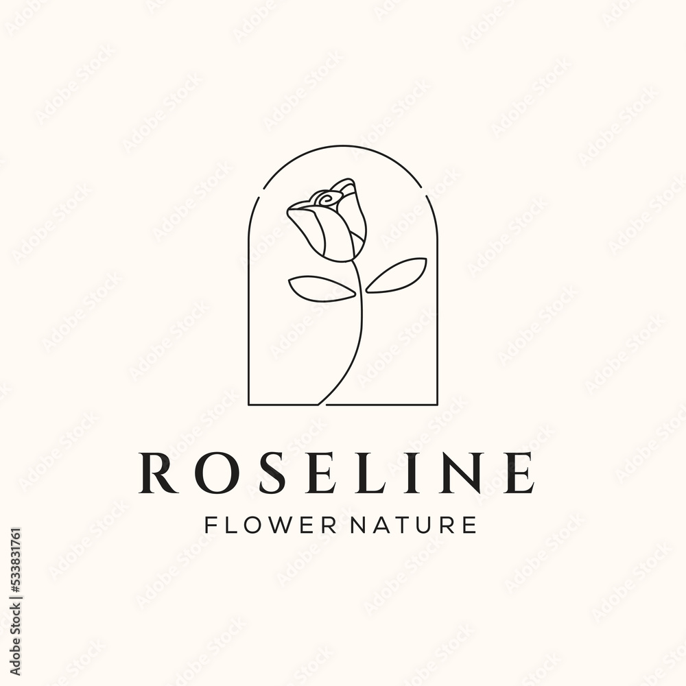 rose line art logo vector minimalist illustration design, roseline ...