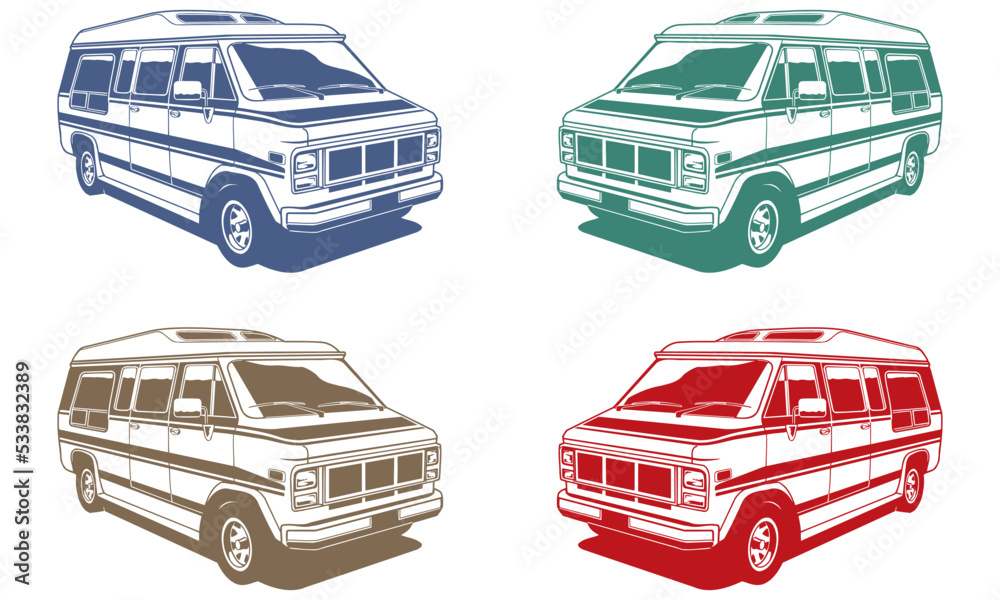 Hand Drawn Van Car Vector Illustration Stock Vector | Adobe Stock