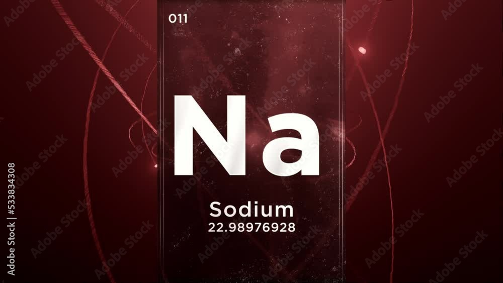 Sodium (Na) symbol chemical element of the periodic table, 3D animation ...