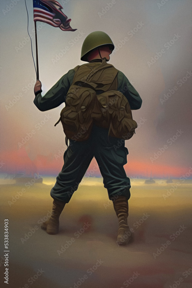 Vintage soldier concept art. Retro style soldier from the mid 20th ...