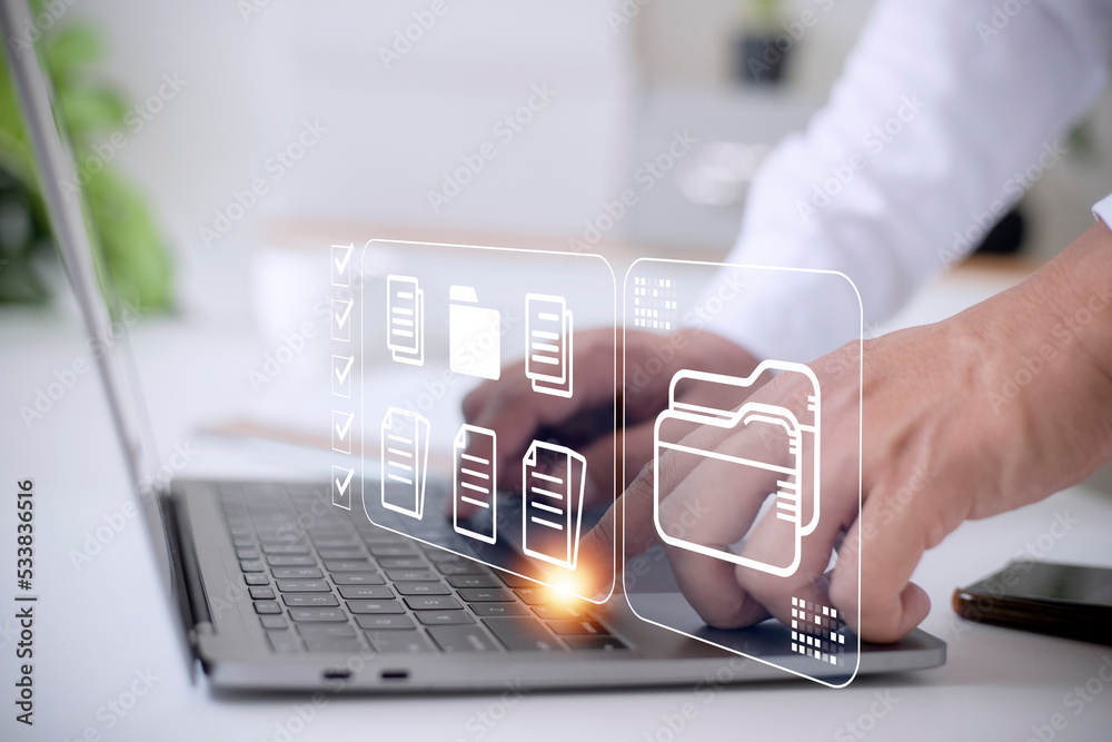 Document Management System (DMS) being setup by IT consultant working ...