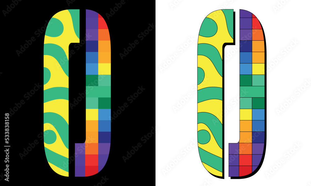 Letter O. Isolate symbol or icon or logo made up of different elements ...