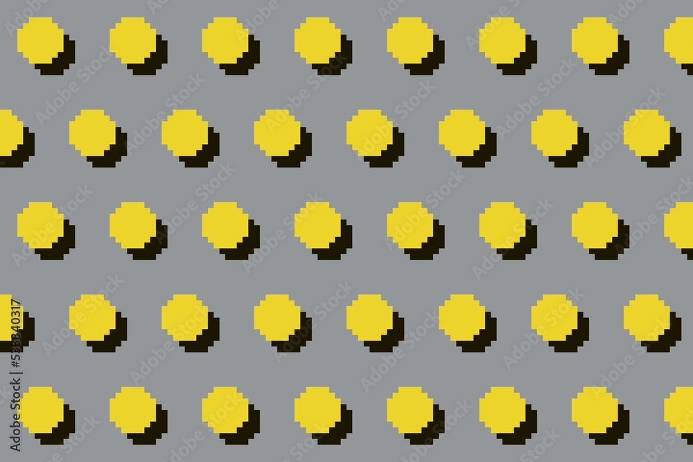 Pixel art of yellow dot pattern with gray background Stock Illustration ...