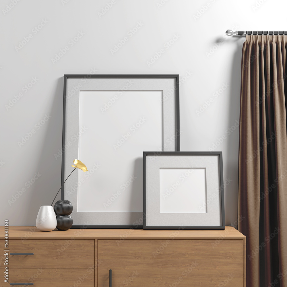 Blank 3D Render Minimalist Frame for Mockup Stock Illustration | Adobe ...