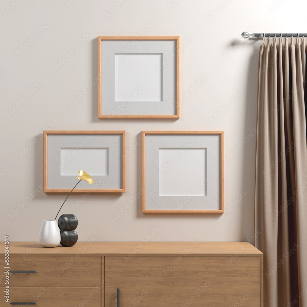 Blank 3D Render Minimalist Frame for Mockup Stock Illustration | Adobe ...