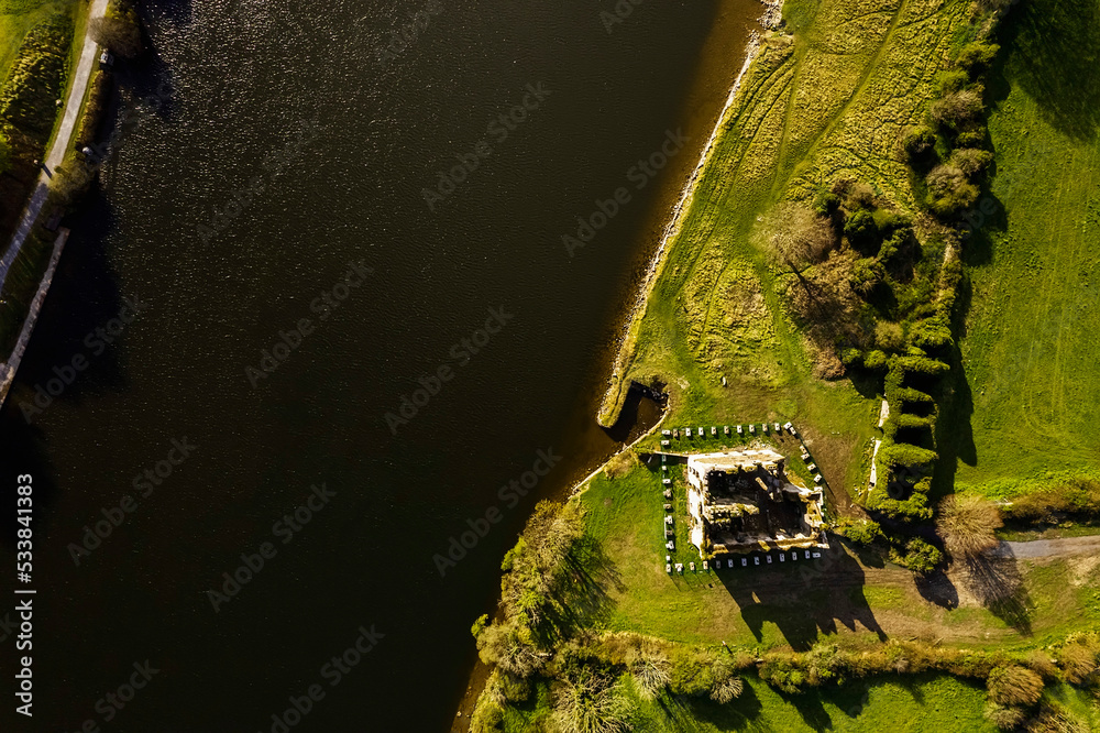 Menlo castle after renovation and river Corrib, Galway city Ireland ...