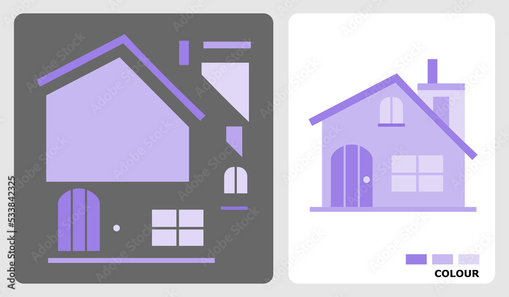 House patterns for children's crafts or paper crafts. Vector ...