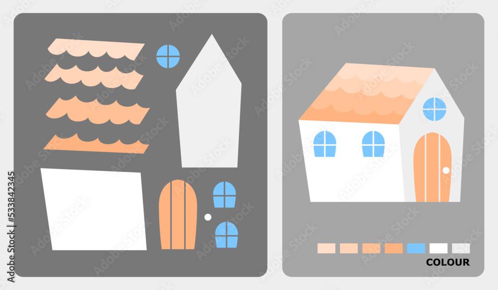 House patterns for children's crafts or paper crafts. Vector ...