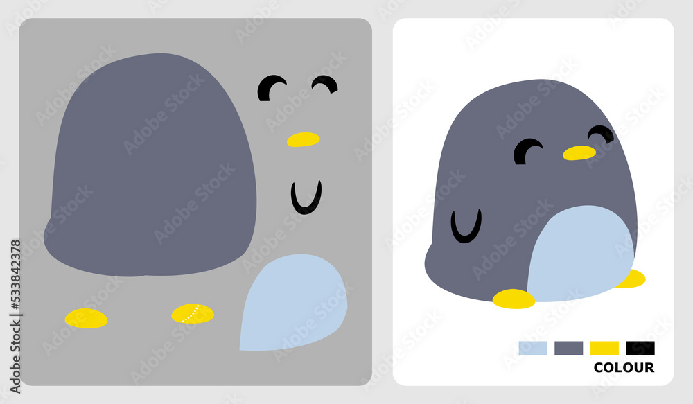 Penguin pattern for kids crafts or paper crafts. Vector illustration of ...