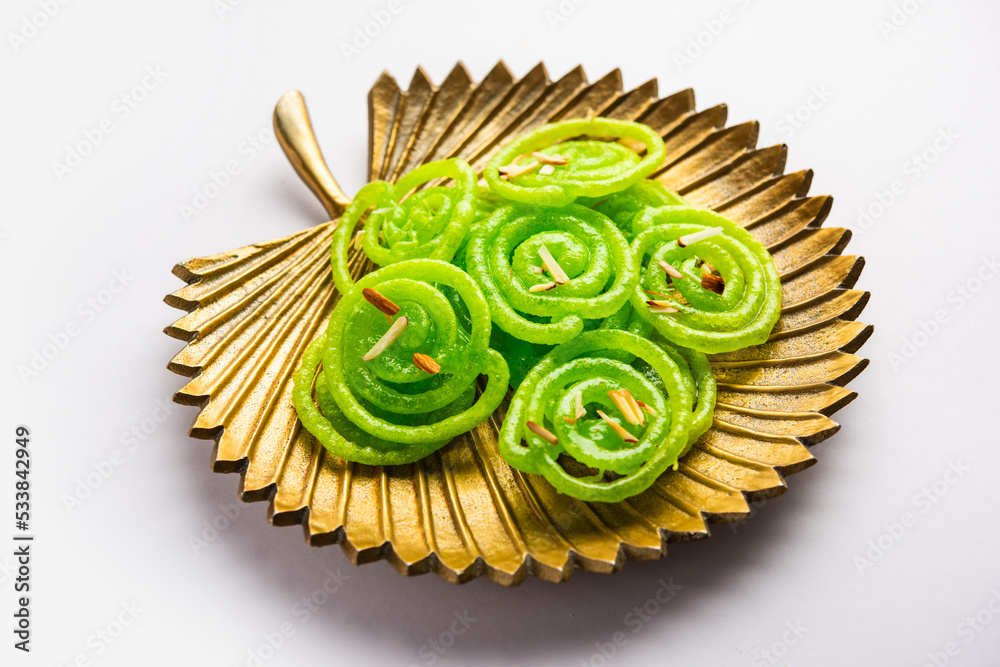 Green Jalebi mithai or sweet from India, a Twist to a traditional ...