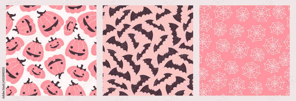 Cute Halloween pattern collection. Backgrounds with monsters. Stock ...