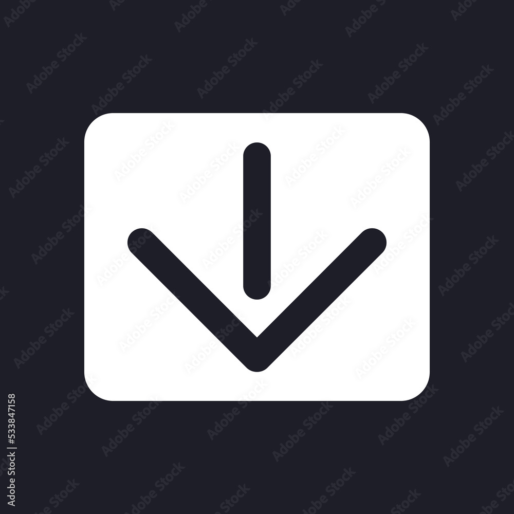 Move downward dark mode glyph ui icon. Scroll messenger history. User ...