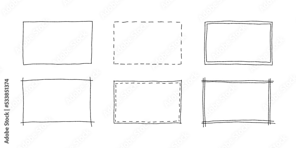 Free hand drawn rectangle frames set. Doodle rectangular shape ... Free hand drawn rectangle frames set. Doodle rectangular shape ...