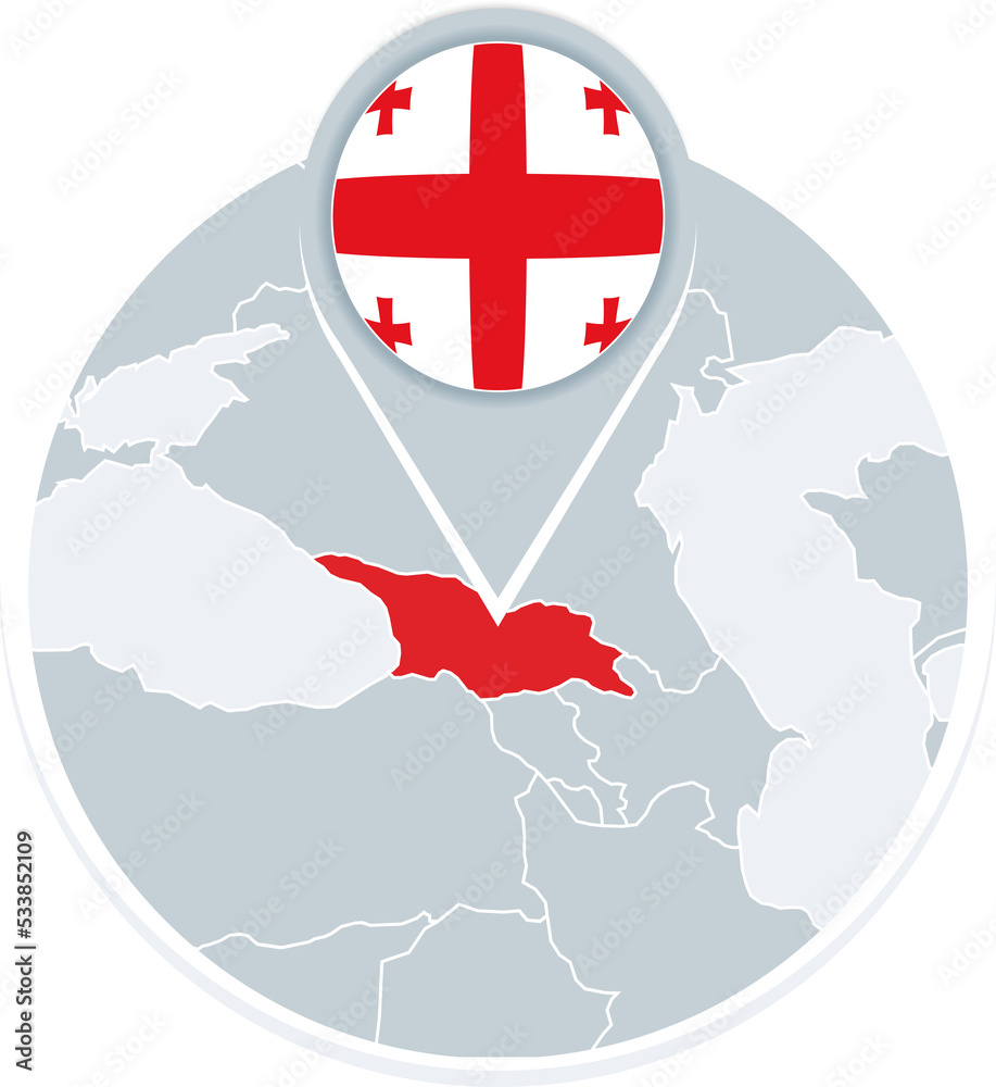Georgia map and flag, map icon with highlighted Georgia Stock ...
