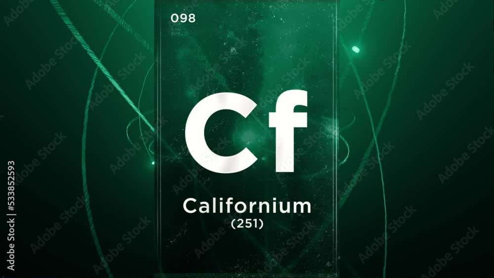 Californium (Cf) symbol chemical element of the periodic table, 3D ...