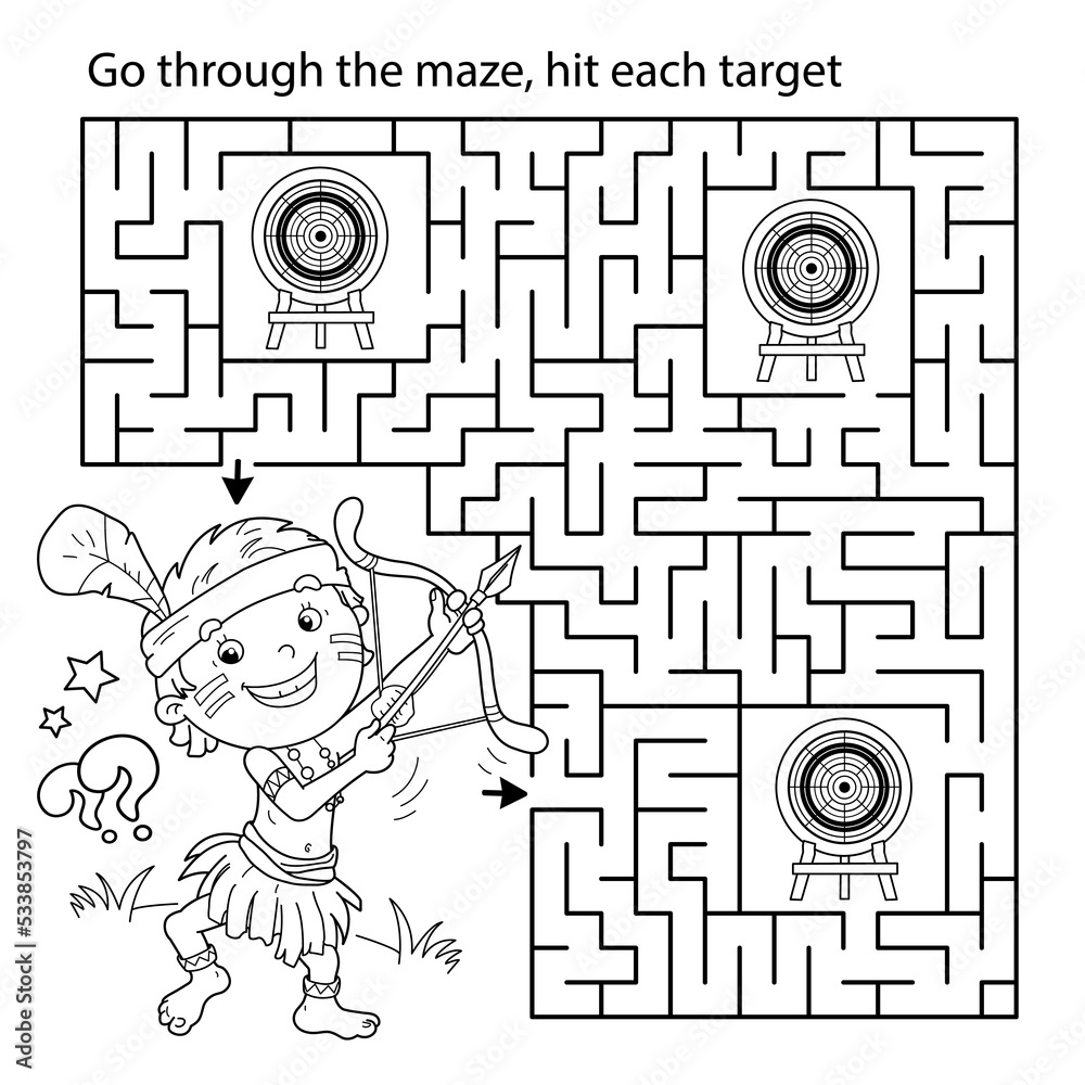 Maze or Labyrinth Game. Puzzle. Coloring Page Outline Of cartoon ...
