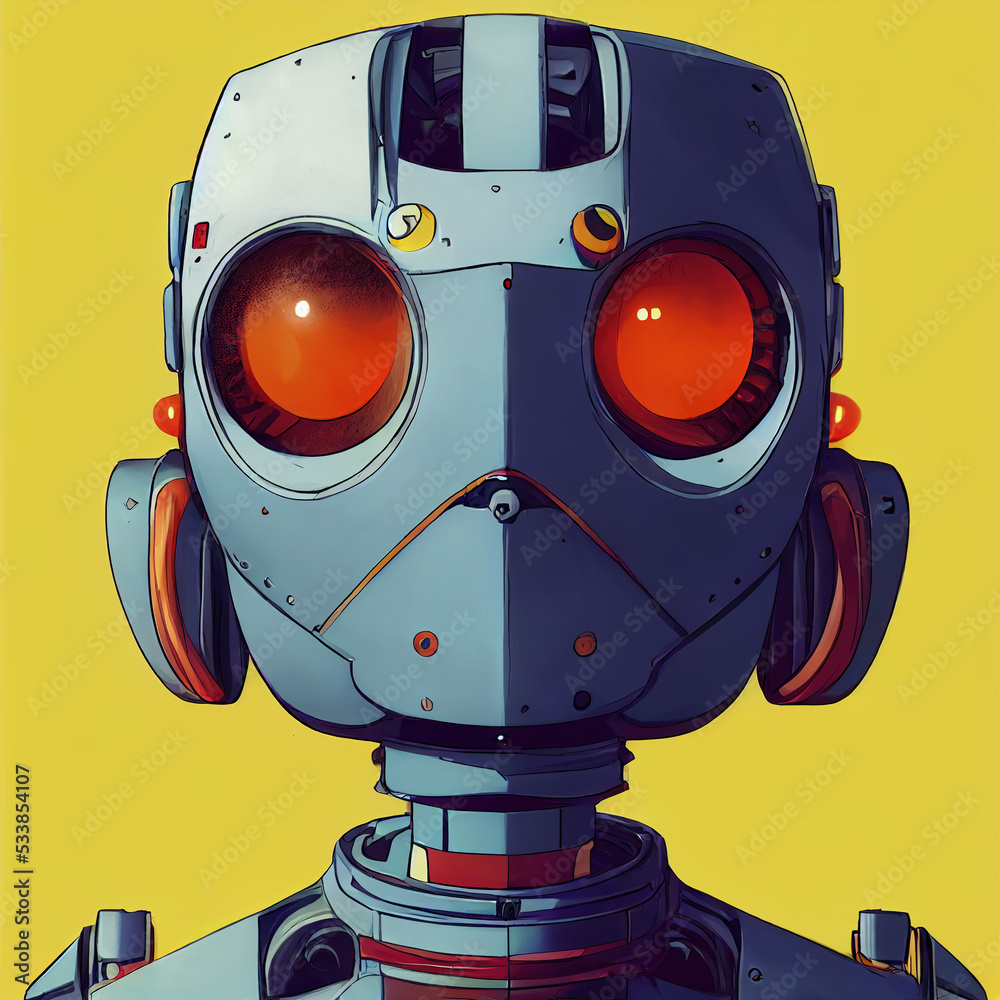 cartoon robot with red eyes Stock Illustration | Adobe Stock